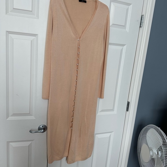 Sweaters | Very Long Peach Cardigan With Pearl Buttons | Poshmark
